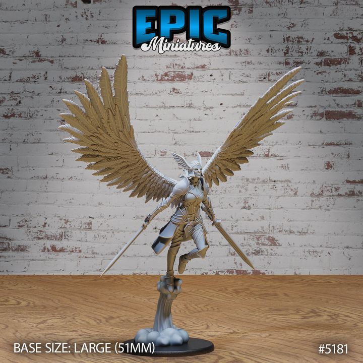 3D Printable Valkyrie Flying / Norse Warrior / Female Divine / Winged Humanoid Fighter ...